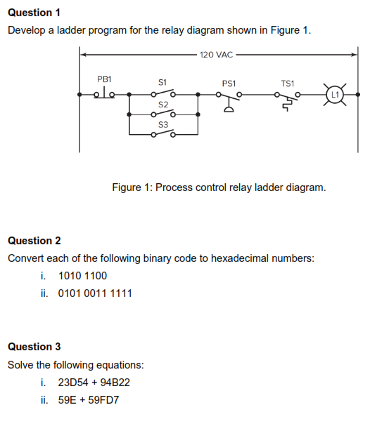 Solved Question 1 Develop a ladder program for the relay | Chegg.com
