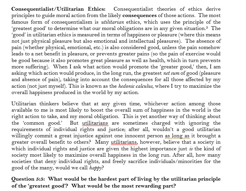 Solved Consequentialist/Utilitarian Ethics: Consequentialist | Chegg.com