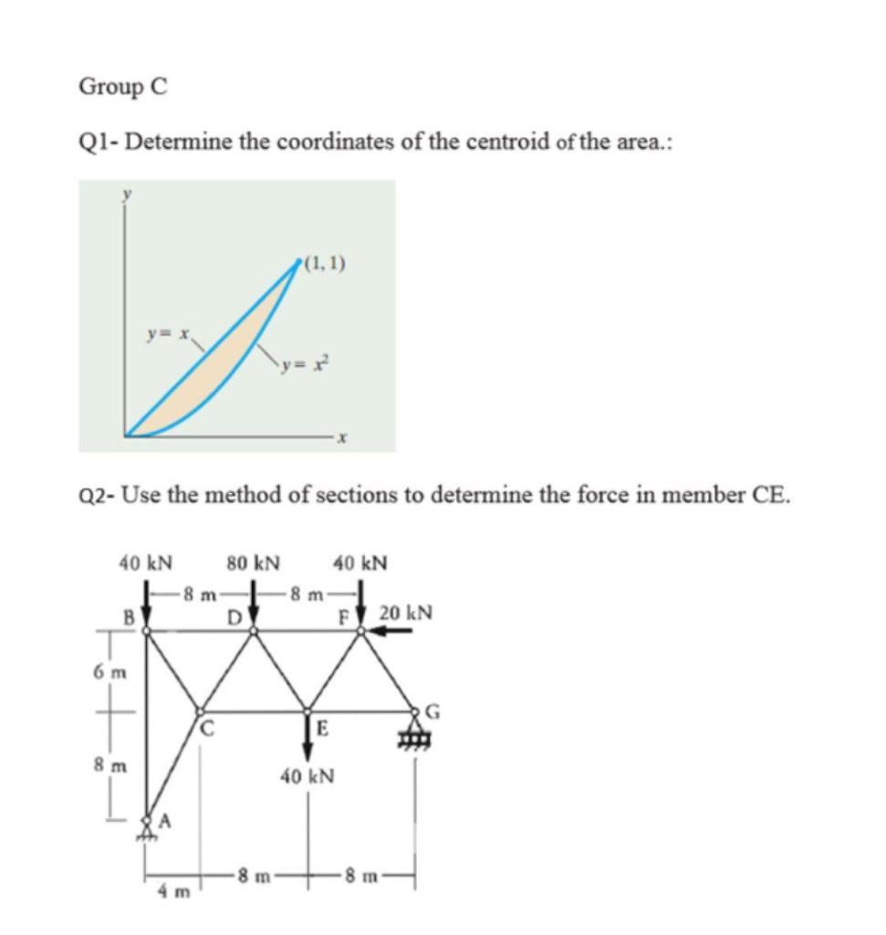 Solved Group C Q1- Determine the coordinates of the centroid | Chegg.com