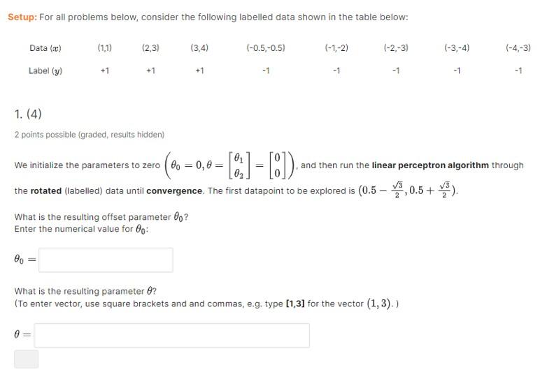 Solved Setup: For all problems below, consider the following | Chegg.com