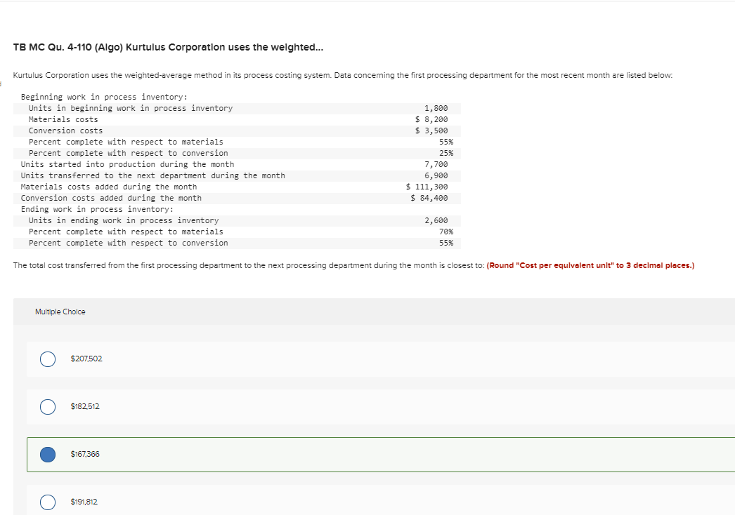 Solved TB MC Qu. 4-110 (Algo) Kurtulus Corporation uses the | Chegg.com Solved TB MC Qu. 4-110 (Algo) Kurtulus Corporation uses the | Chegg.com