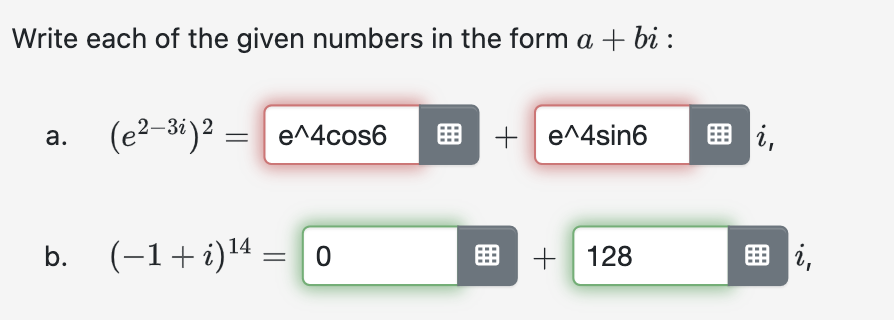 Solved Write each of ﻿the given numbers in ﻿the form a+bi | Chegg.com