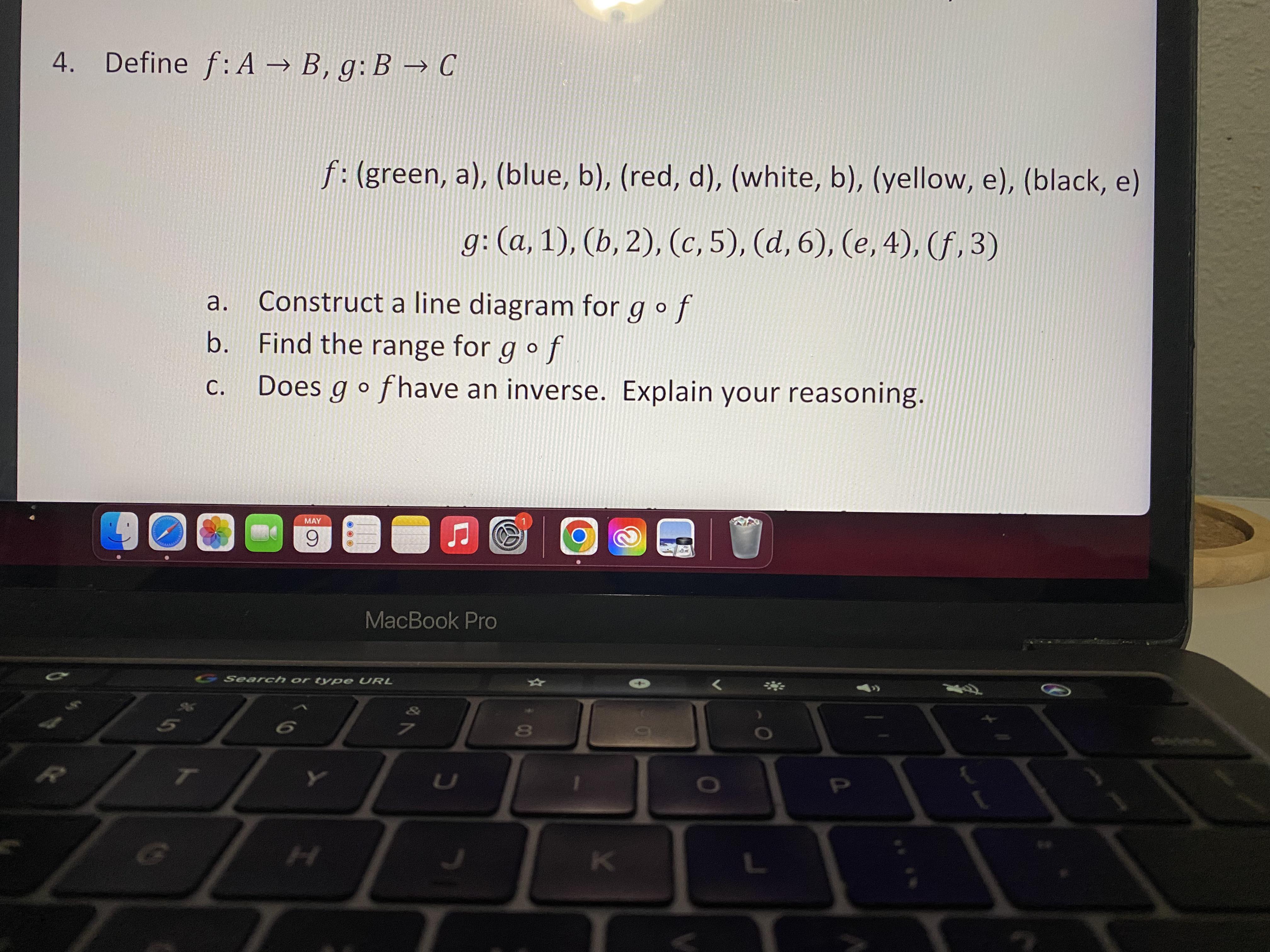 Solved Define f:A→B,g:B→Cf:( ﻿green, | Chegg.com