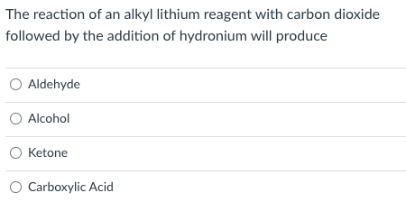 Solved The reaction of an alkyl lithium reagent with carbon | Chegg.com
