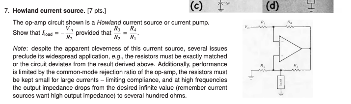 Solved (c) (d) 7. Howland current source. [7 pts. The op-amp | Chegg.com