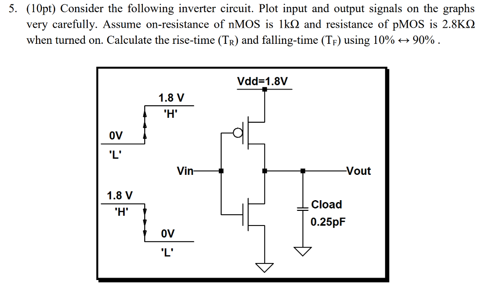 Solved 5. (10pt) Consider the following inverter circuit. | Chegg.com