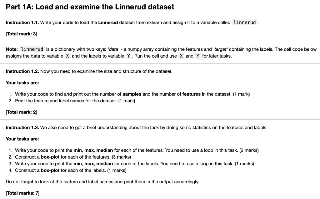 Solved Part 1A: Load and examine the Linnerud dataset | Chegg.com