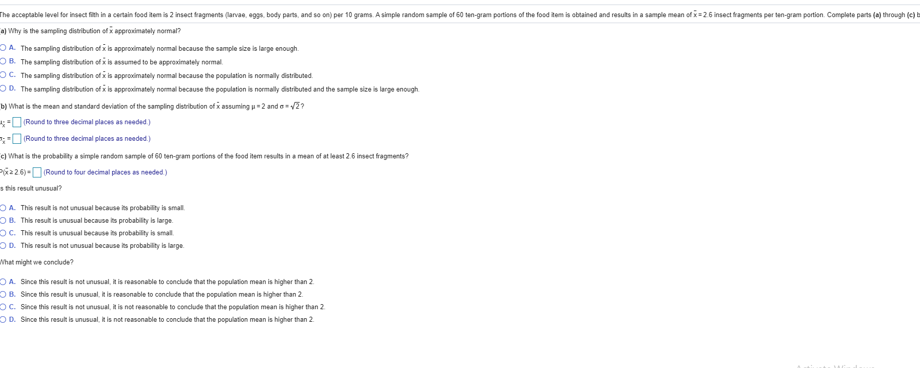 Solved The acceptable level for insect filth in a certain | Chegg.com