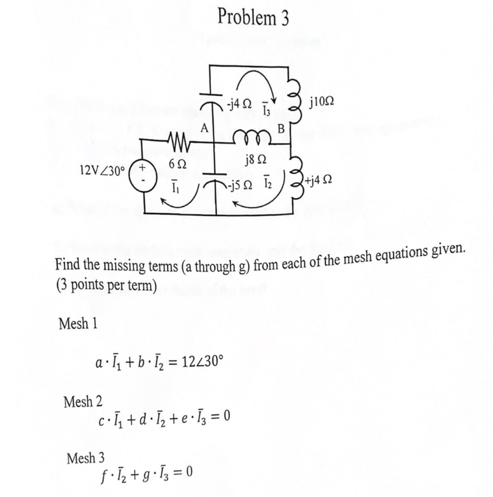 Solved Problem 3 Find the missing terms (a through g ) from | Chegg.com