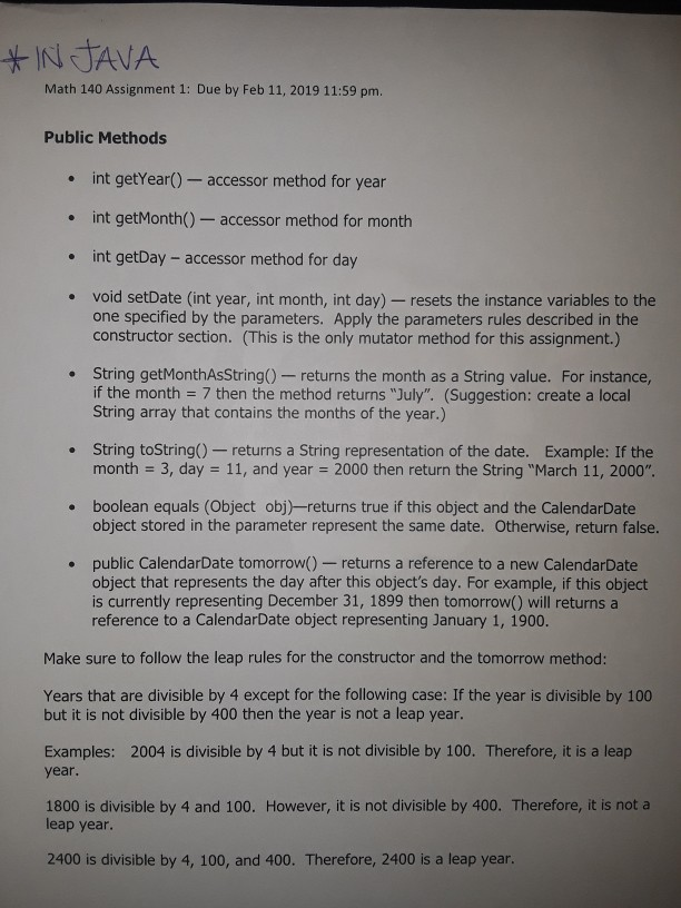 Solved XIN JAVA Math 140 Assignment 1: Due by Feb 11, 2019 | Chegg.com