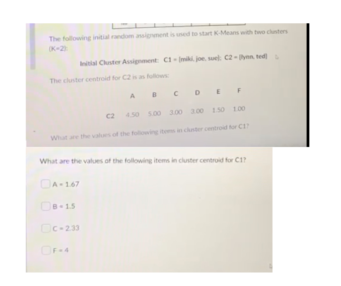 Solved Question 42 (3 points) K-Means clustering | Chegg.com