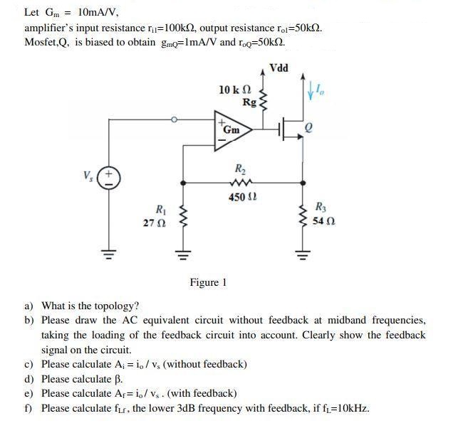 Solved Let Gm=10 mA/V, amplifier's input resistance | Chegg.com