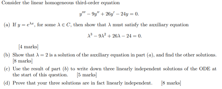 Solved Consider the linear homogeneous third-order equation | Chegg.com