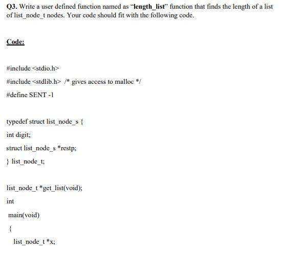 Solved Q3. Write a user defined function named as | Chegg.com
