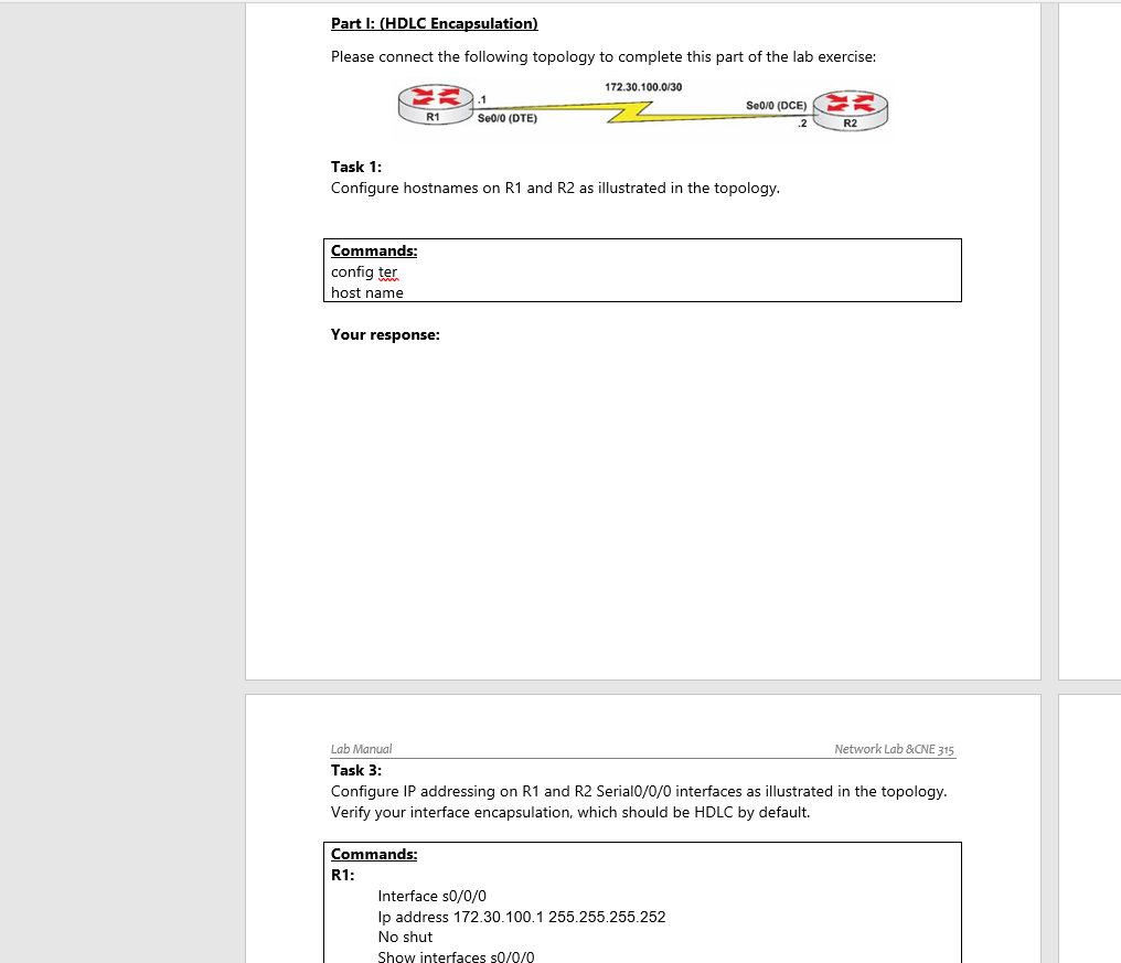 Solved just wright the commands in Cisco Packet Tracer and | Chegg.com