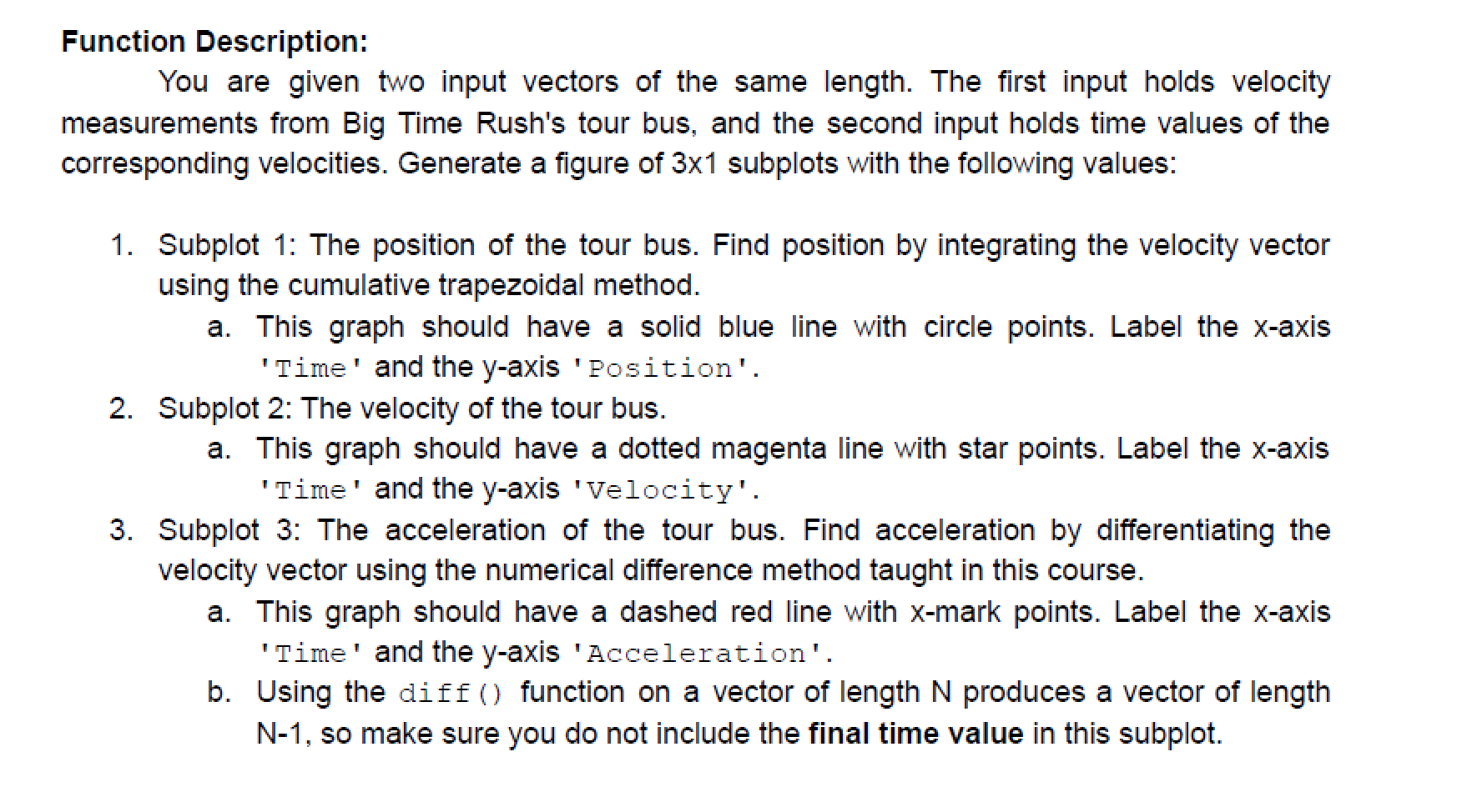Solved Function Name: bigtimeRush Inputs: 1. (double) A 1xN | Chegg.com
