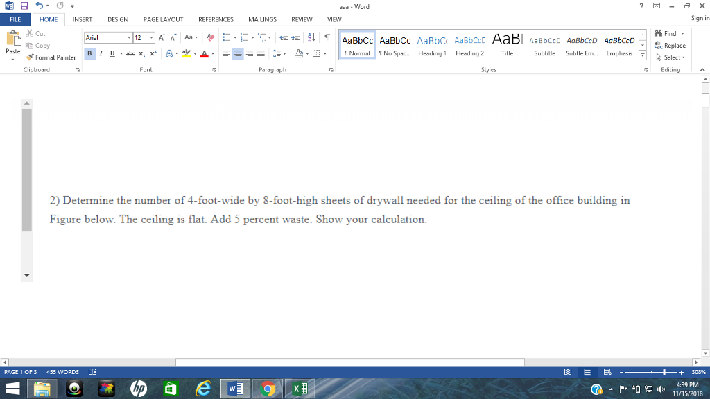 Solved aaa Word FILE HOME INSERT DESIGN PAGE LAYOUT | Chegg.com