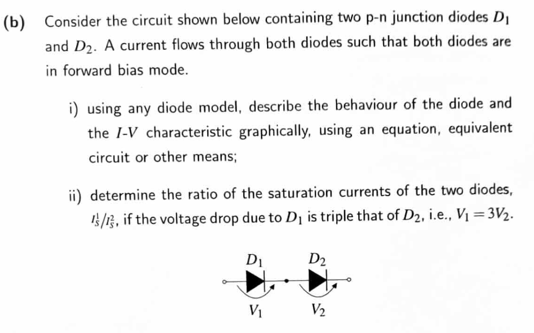Solved Consider the circuit shown below containing two p-n | Chegg.com