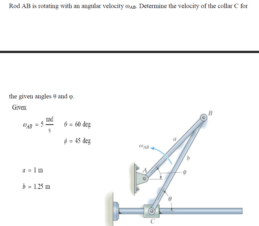 Solved Rod AB is rotating with an angular velocity OAB. | Chegg.com