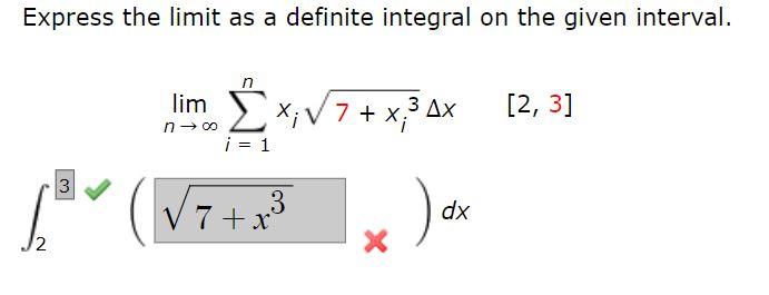 Solved Express the limit as a definite integral on the given | Chegg.com