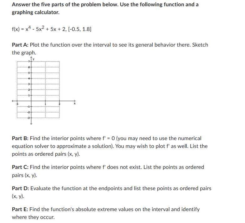 Answer the five parts of the problem below. Use the | Chegg.com