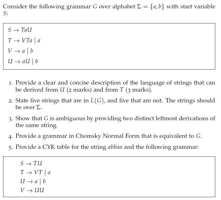 Solved Consider the following grammar G ﻿over alphabet | Chegg.com