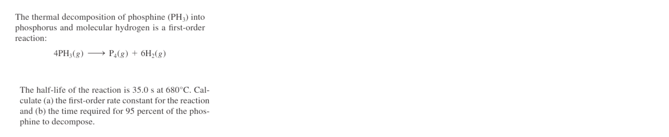 Solved The thermal decomposition of phosphine (PH3) into | Chegg.com