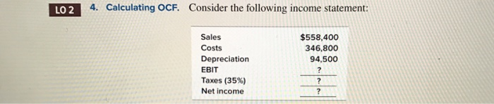 Solved LO24. Calculating OCF. Consider the following income | Chegg.com Solved LO24. Calculating OCF. Consider the following income | Chegg.com