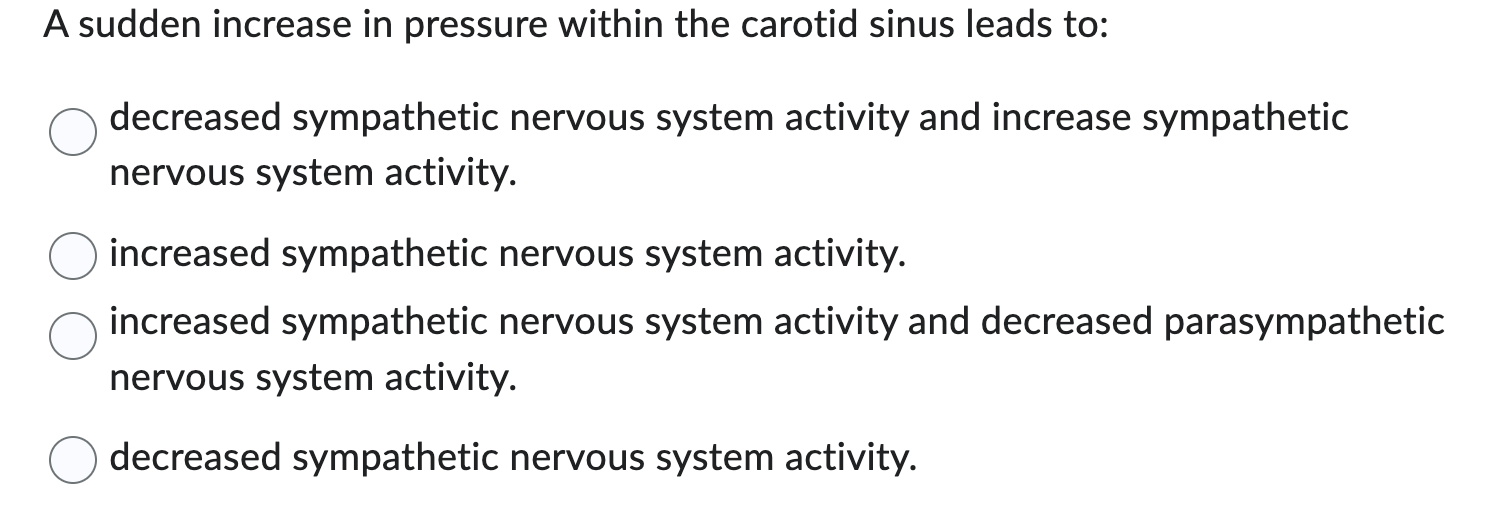 Solved A sudden increase in pressure within the carotid | Chegg.com