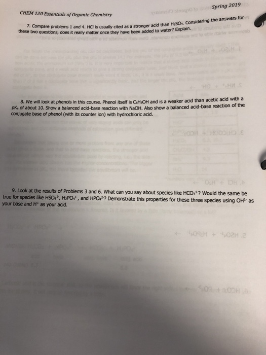Spring 2019 CHEM 120 Essentials of Organíc Chemistry | Chegg.com
