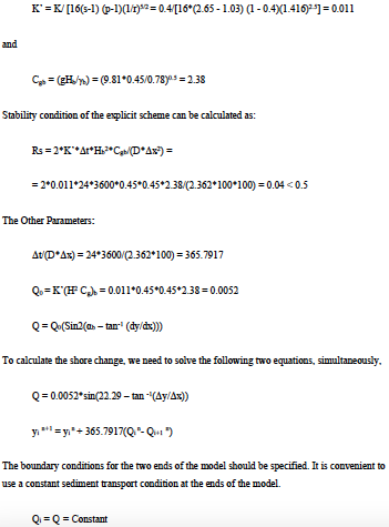 Numerical Solution of Shoreline Change Calculate the | Chegg.com