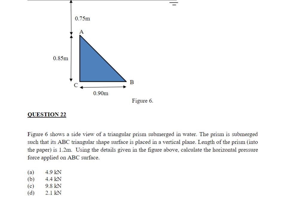 Solved QUESTION 22 Figure 6 shows a side view of a | Chegg.com