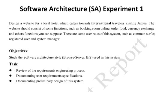 Solved Software Architecture (SA) Experiment 1 Design a | Chegg.com