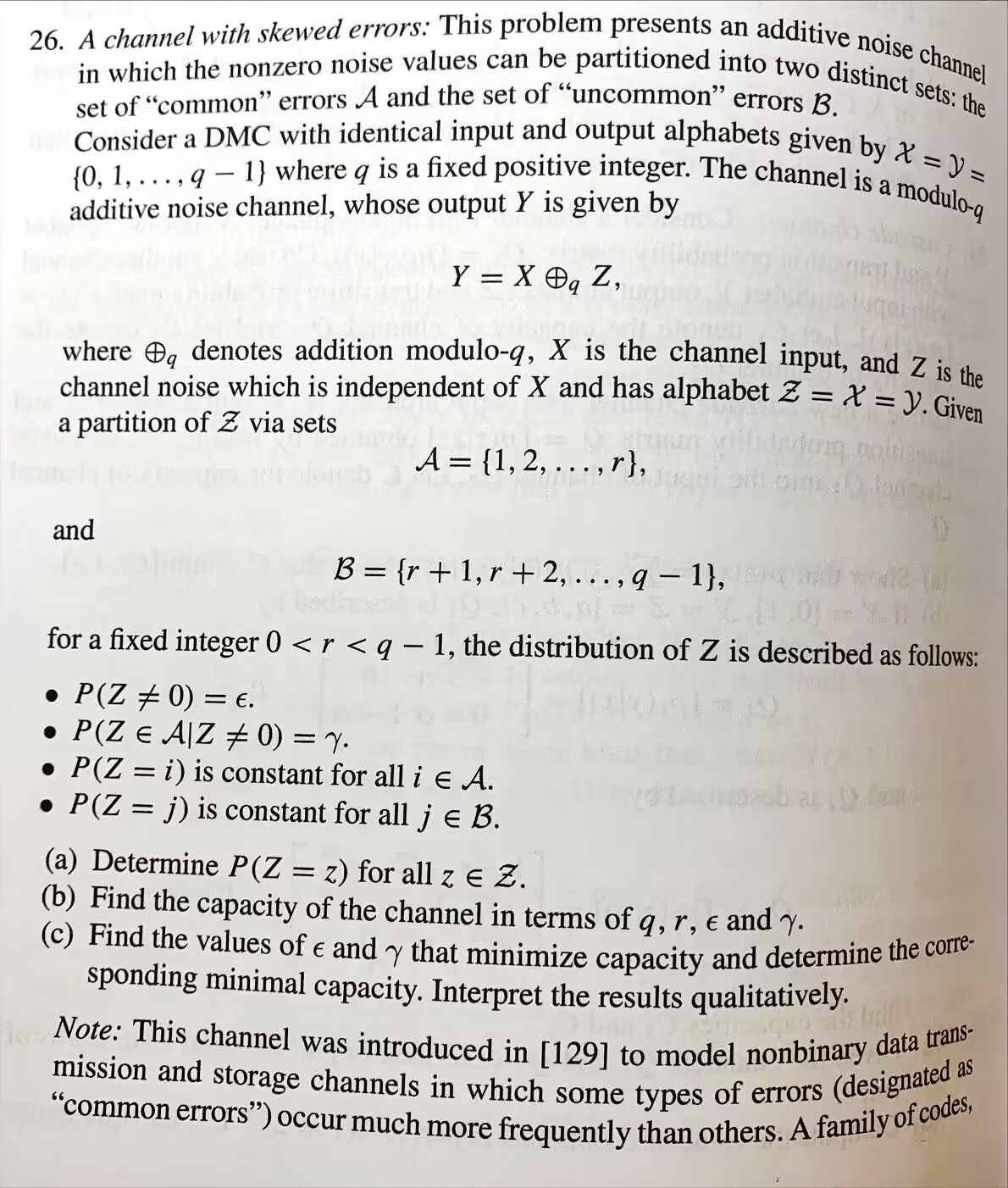 Solved A channel with skewed errors: This problem presents | Chegg.com