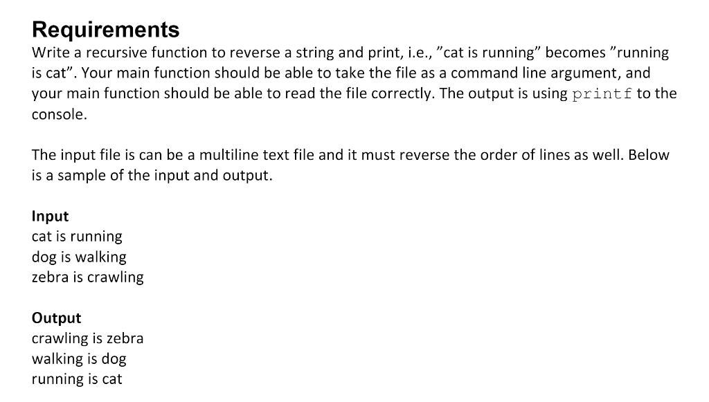 Solved No use of any kind of loop at all. Only recursive | Chegg.com