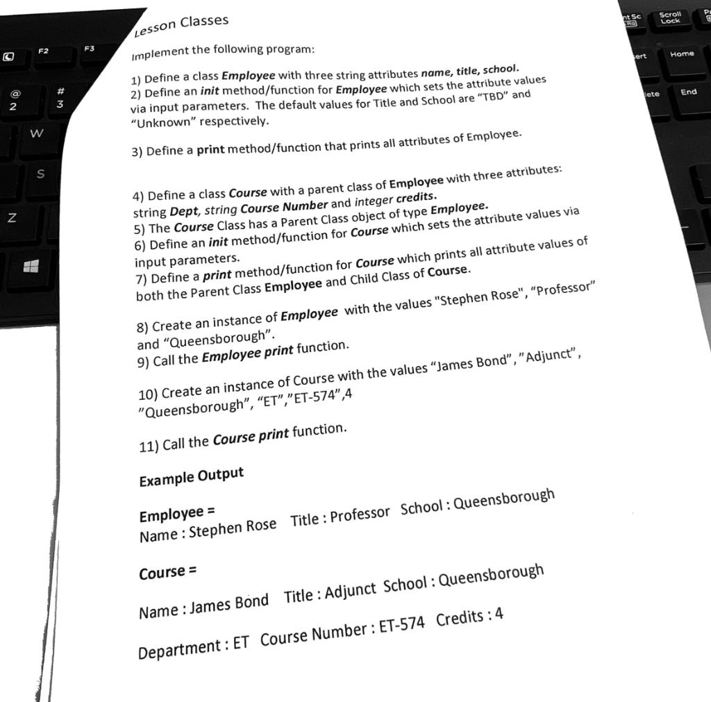 Solved Lesson Classes implement the following program: 1) | Chegg.com