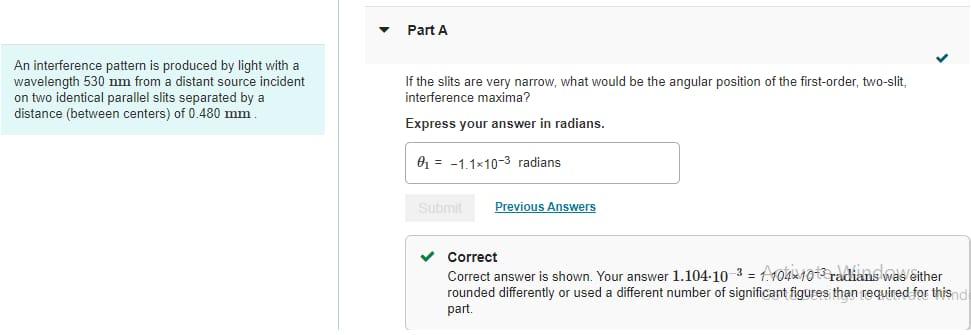 Solved An interference pattern is produced by light with a | Chegg.com