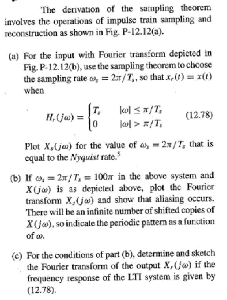 Solved The derivation of the sampling theorem involves the | Chegg.com