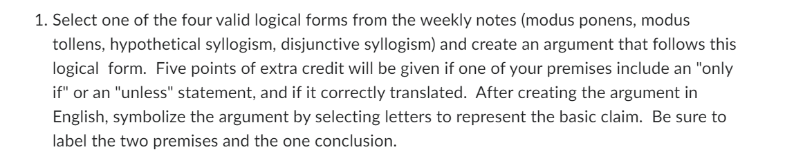 Solved 1. Select one of the four valid logical forms from | Chegg.com