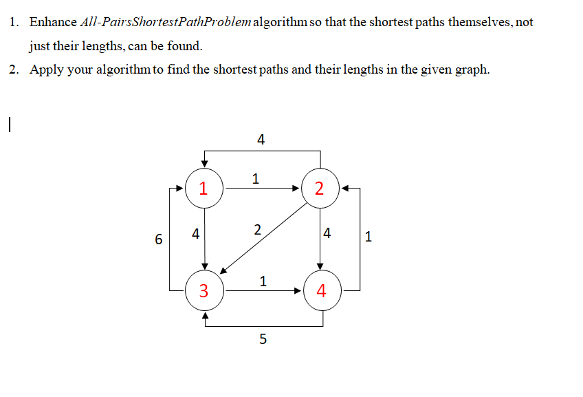 Solved 1. Enhance All-PairsShortestPathProblem algorithm so | Chegg.com