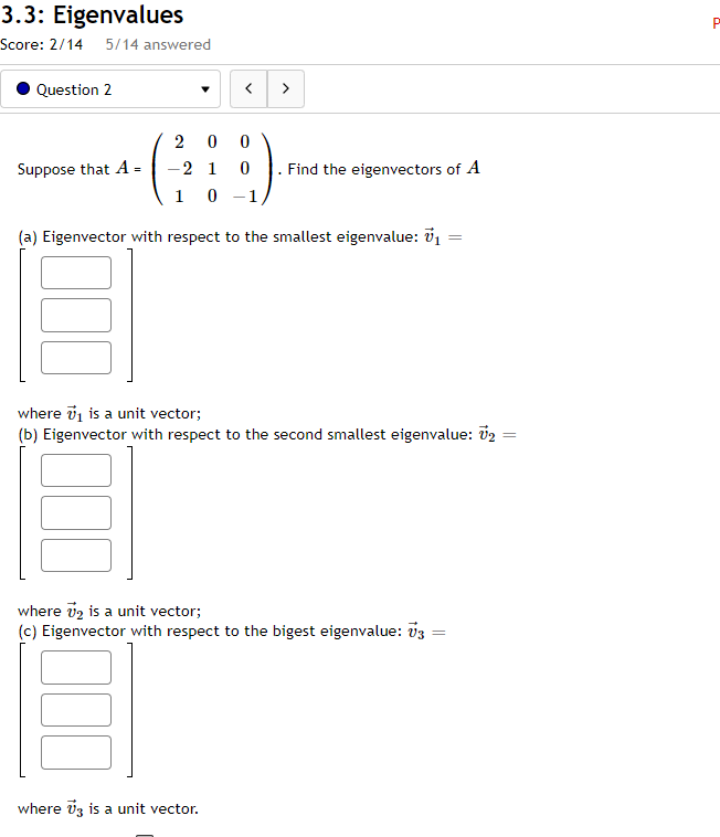 Solved Suppose that A=⎝⎛2−2101000−1⎠⎞. Find the eigenvectors | Chegg.com