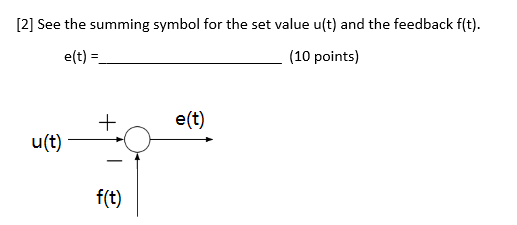 Solved [2] See the summing symbol for the set value u(t) and | Chegg.com