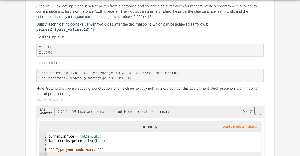 Solved Sites like Zillow get input about house prices from a | Chegg.com