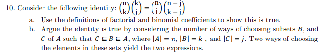 Solved 10. Consider the following identity: | Chegg.com