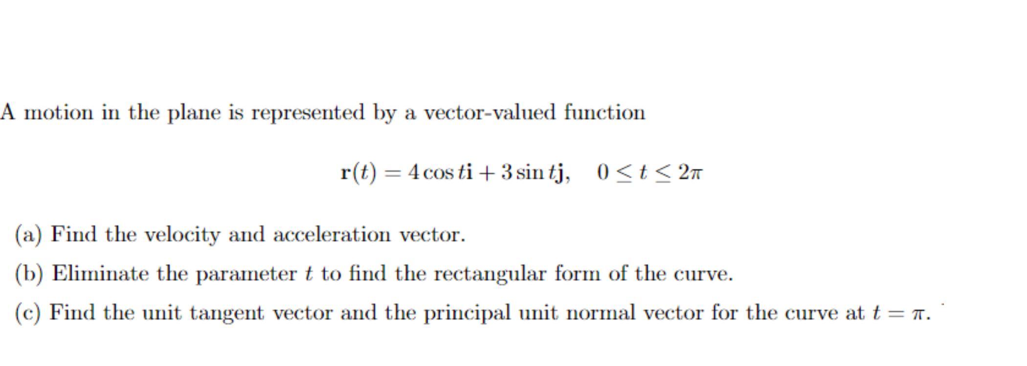 Solved A motion in the plane is represented by a | Chegg.com