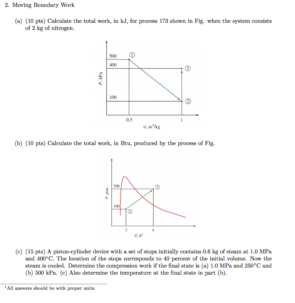 Solved 2. Moving Boundary Work (a) (10 pts) Calculate the | Chegg.com