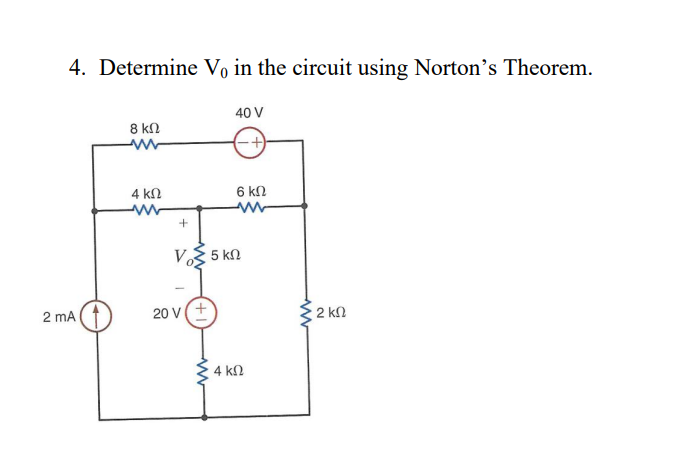 Solved 4. Determine V0 in the circuit using Norton's | Chegg.com