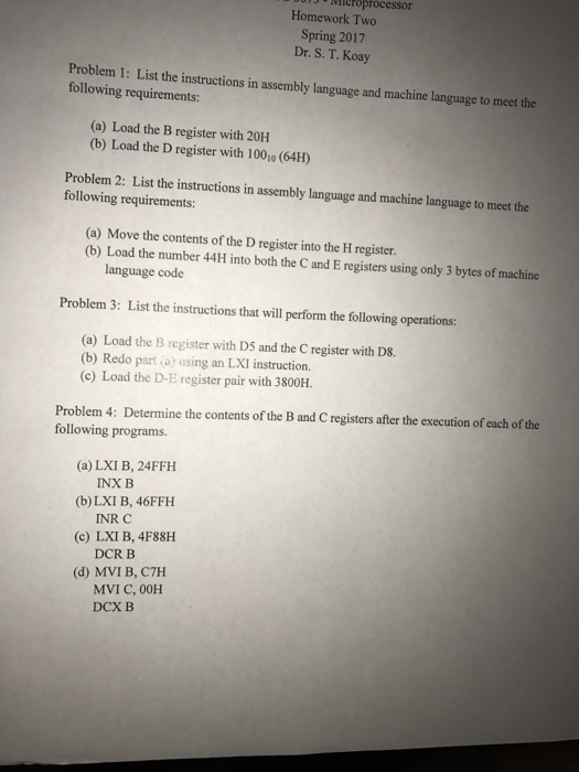List the instructions in assembly language and | Chegg.com