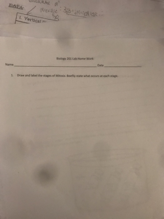 Solved Biology 201 Lab Home Work Date 3a in the fore below | Chegg.com