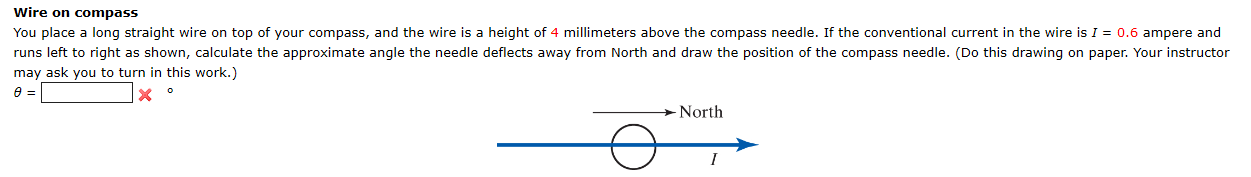 Solved Wire on compass You place a long straight wire on top | Chegg.com